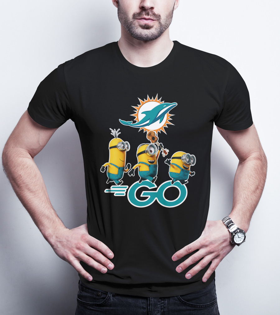 Minions Go Miami Dolphins Football Fun T-Shirt