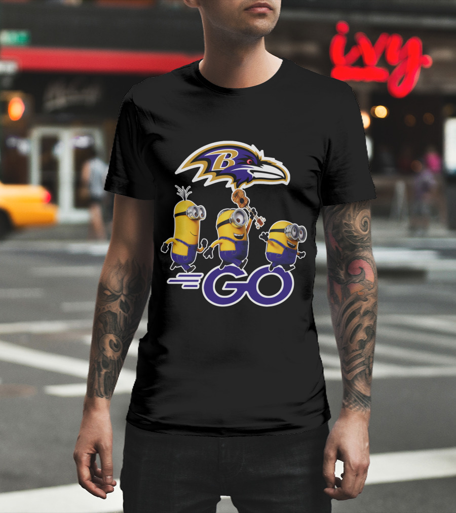 Baltimore Ravens Go Minions Football Mascot Fan T-Shirt