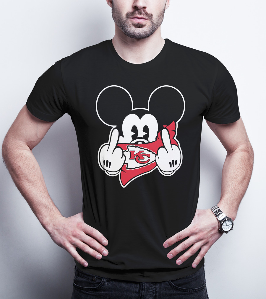 Chiefs KC Mickey Mouse Middle Finger T-Shirt