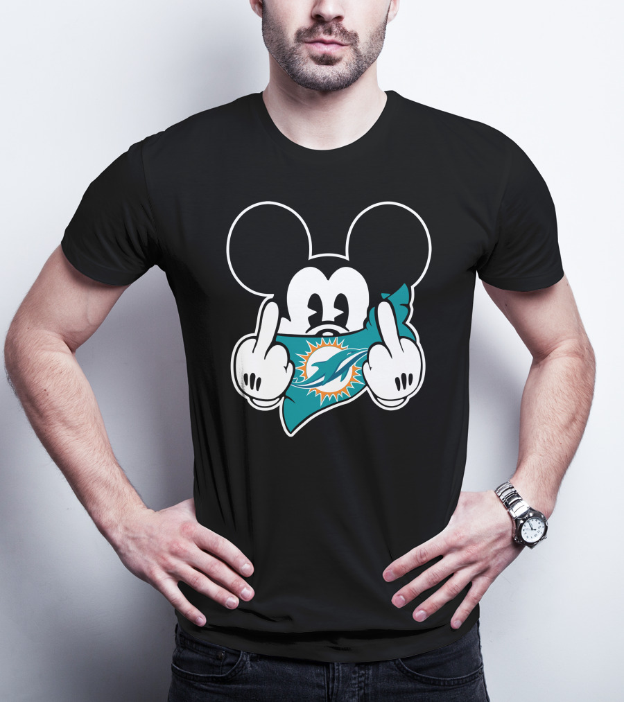 Mickey Mouse Dolphins Fan Logo Gesture T-Shirt