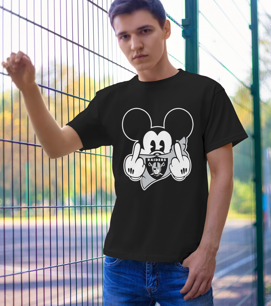 Raiders Mickey Mouse Middle Finger Gesture T-Shirt