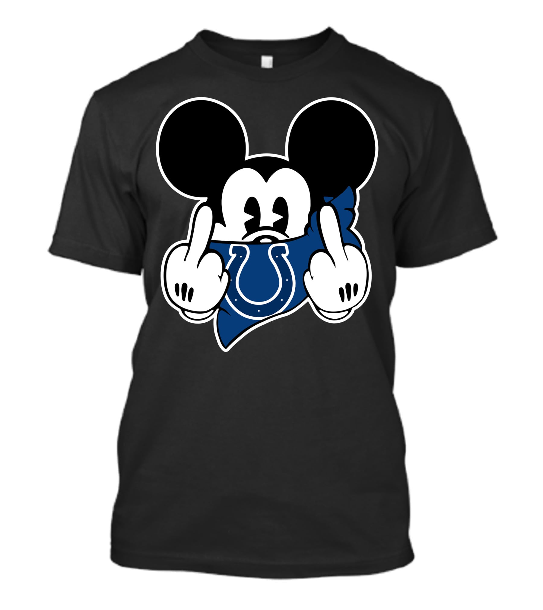 Mickey Bandana Colts Logo Middle Finger Gesture T-Shirt