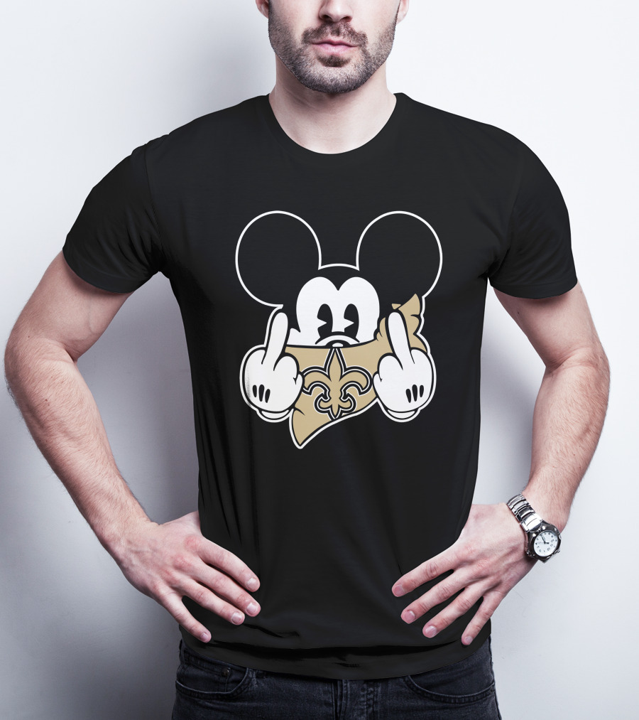 Saints Logo Gesture With Mouse Ears And Fleur-de-lis T-Shirt