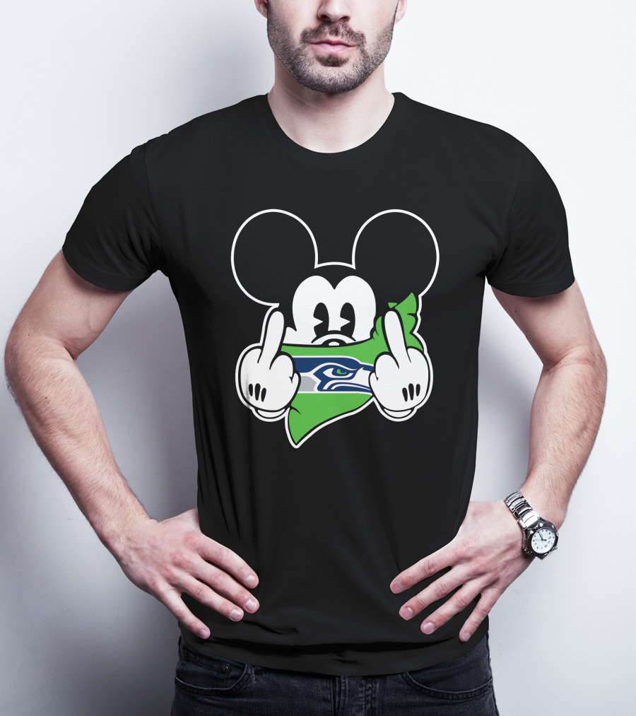 Seahawks Mickey Mouse Middle Finger T-Shirt
