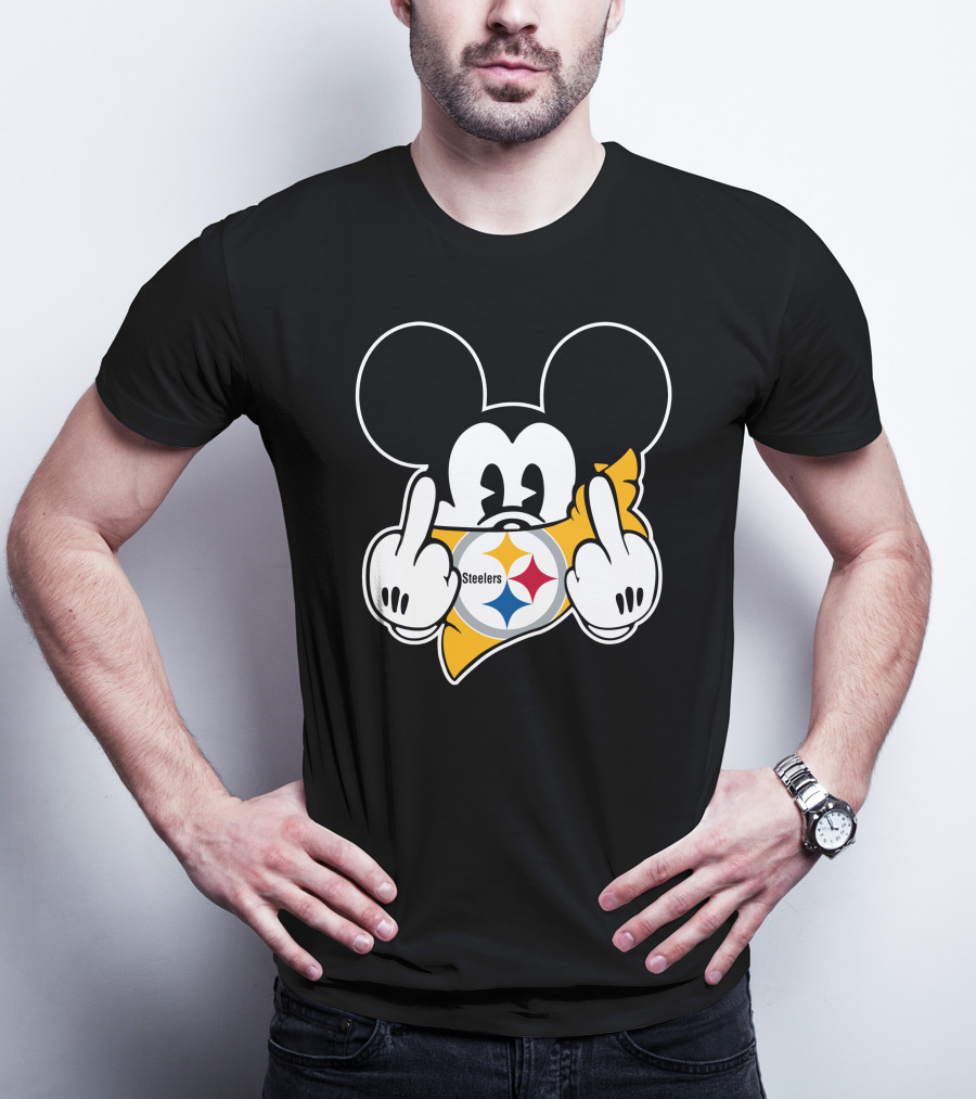 Steelers Logo With Character Giving Middle Finger T-Shirt