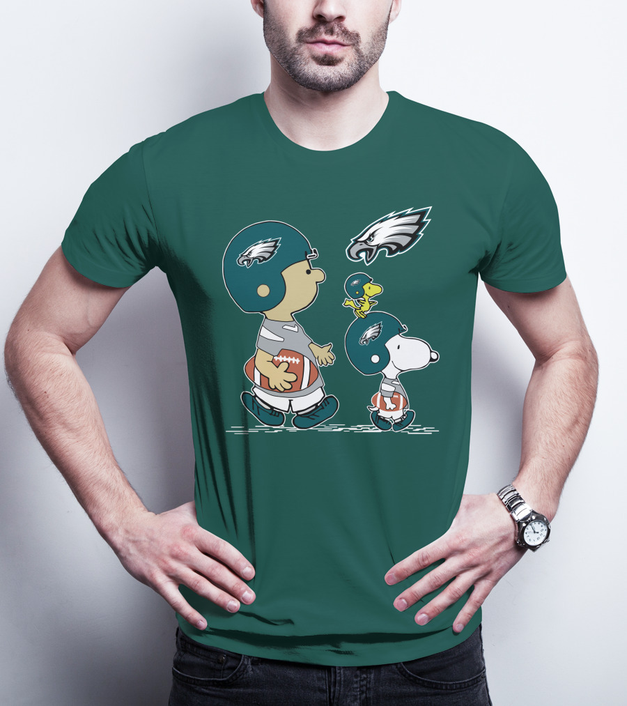 Philadelphia Eagles Snoopy And Woodstock Football Helmets T-Shirt