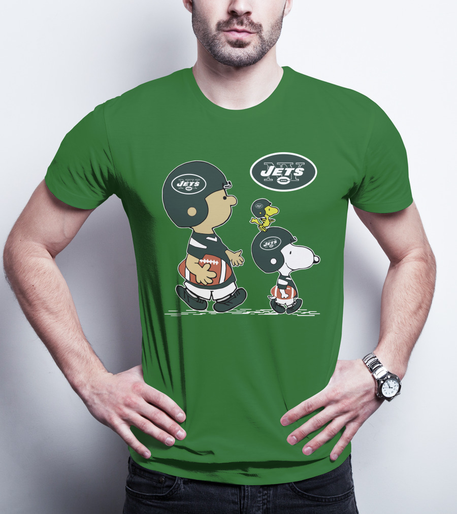 New York Jets Snoopy And Woodstock Football Adventure T-Shirt