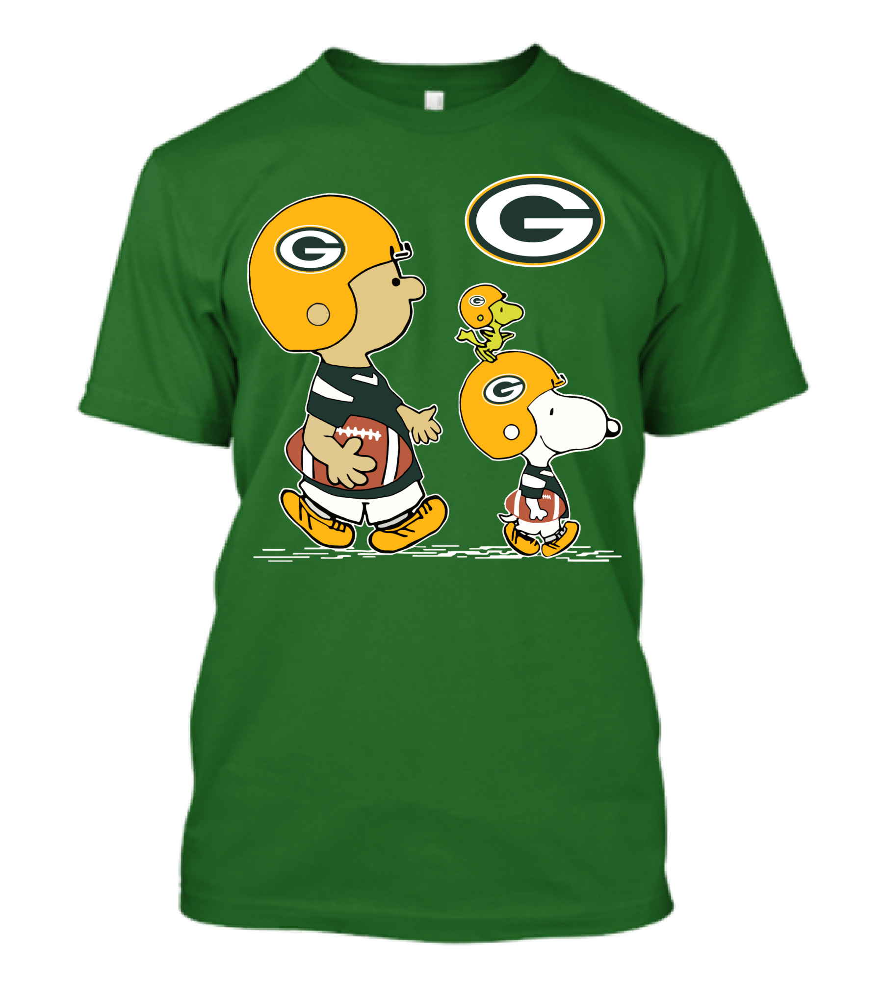 Packers Charlie Brown Snoopy Woodstock Football Helmet T-Shirt