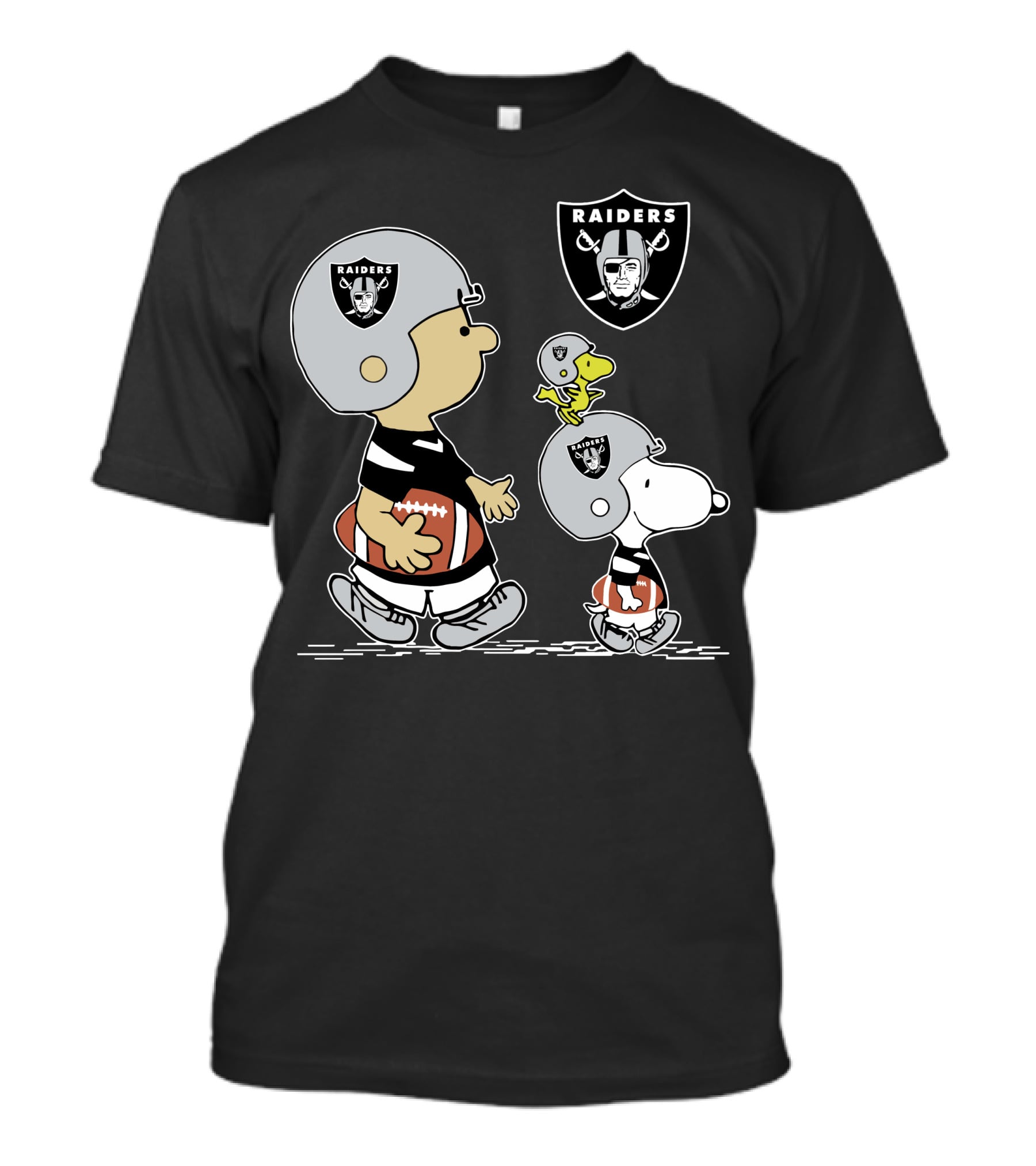 Raiders Snoopy Charlie Brown Woodstock Football T-Shirt