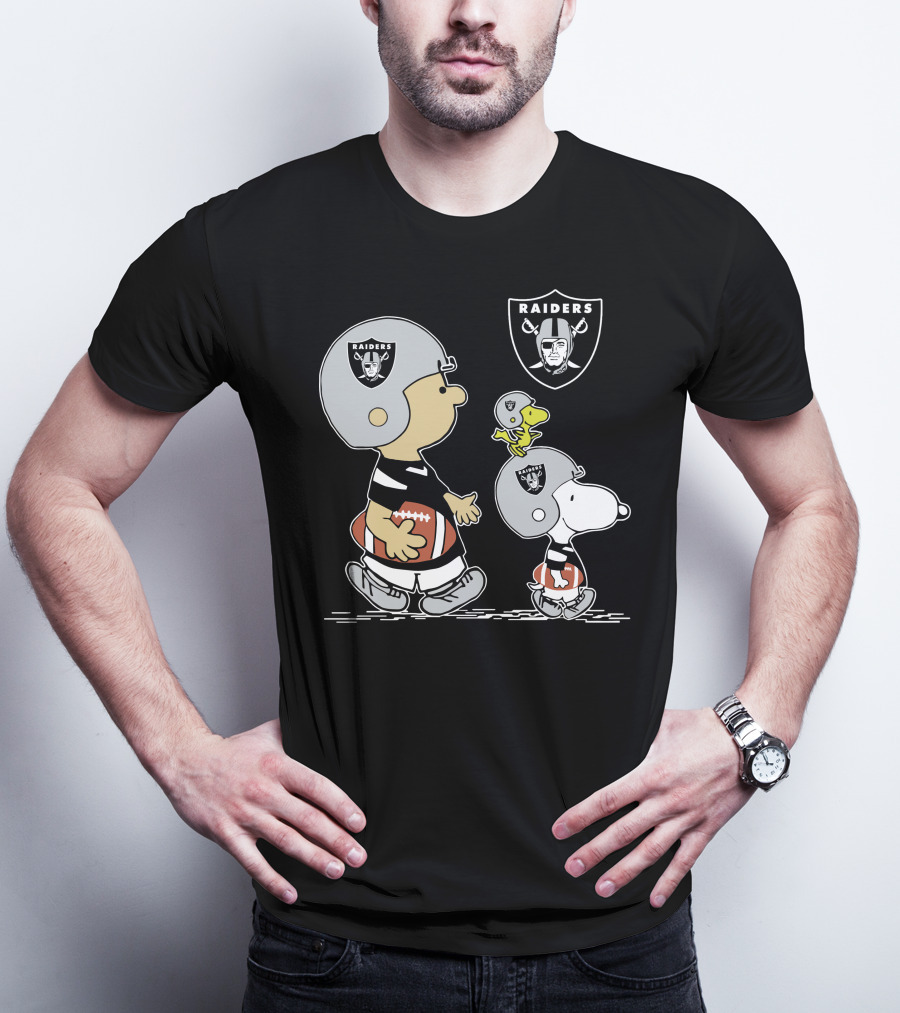 Raiders Snoopy Charlie Brown Woodstock Football T-Shirt
