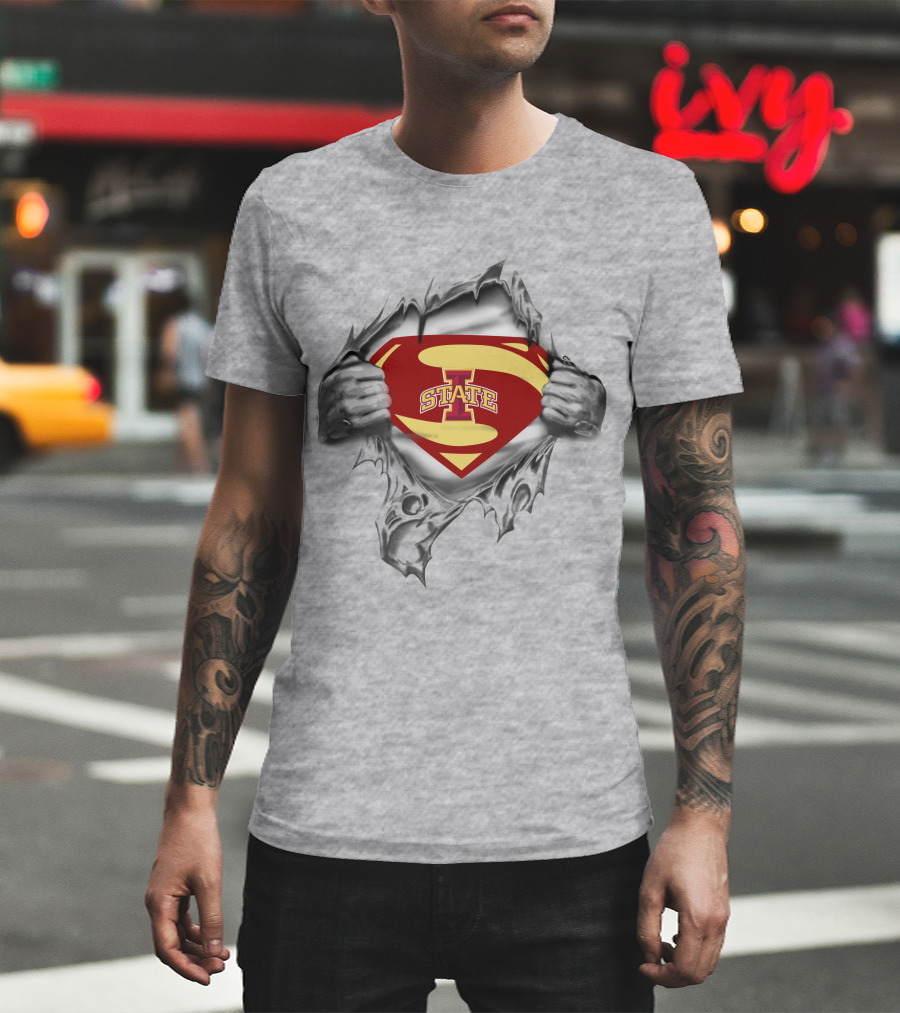 Iowa State Superman Logo Fusion With Torn T-Shirt