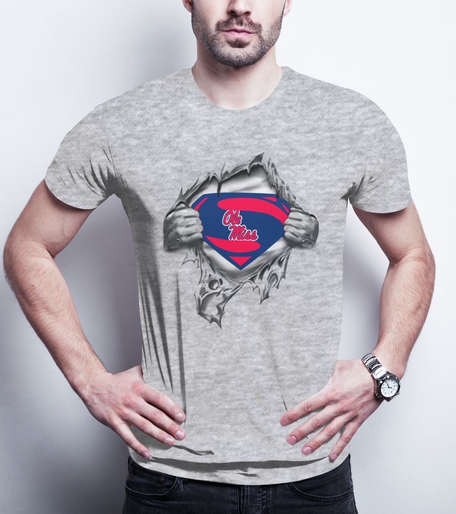 Ole Miss Superman Logo Ripped Chest T-Shirt
