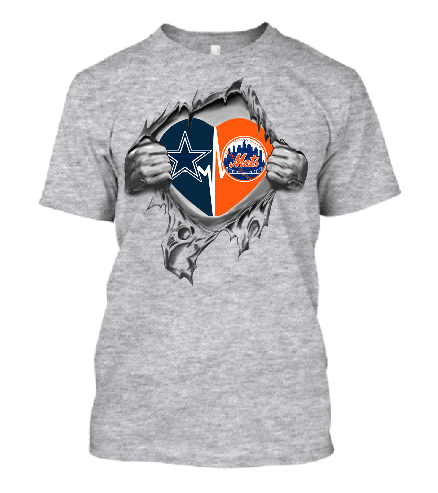 Cowboys Mets Heart Logo Ripped T-Shirt
