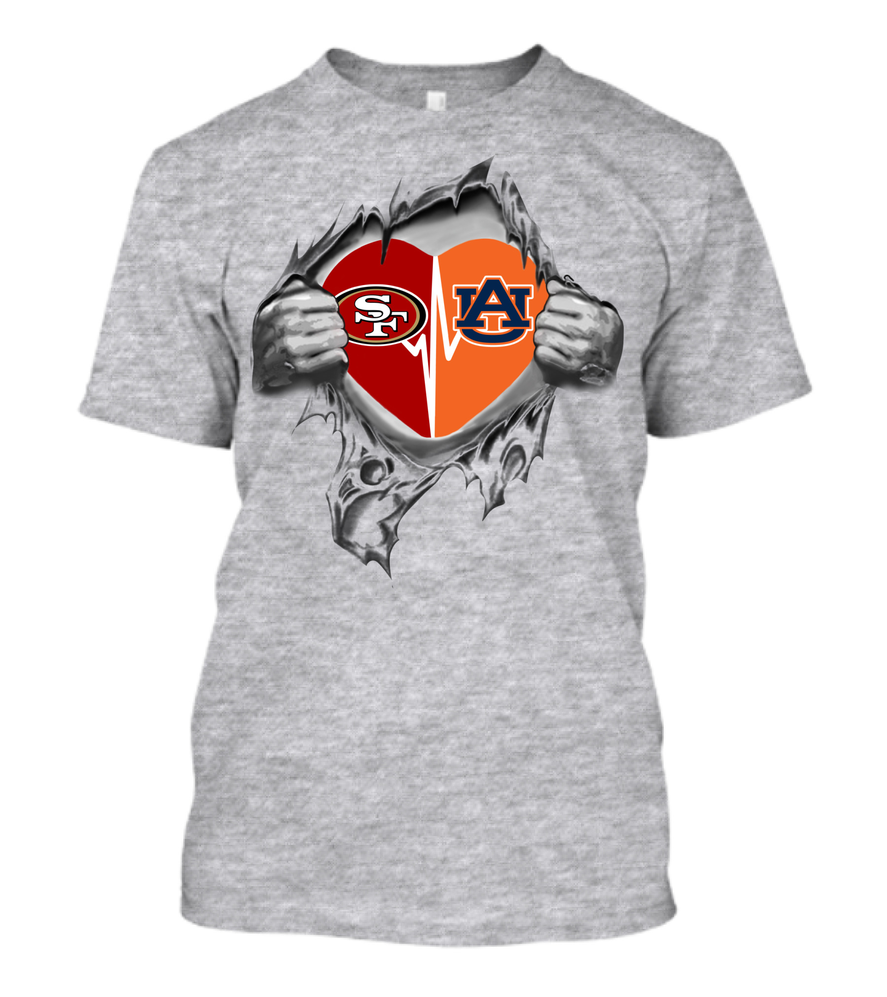Sf 49ers Auburn Heart Combo Love T-Shirt