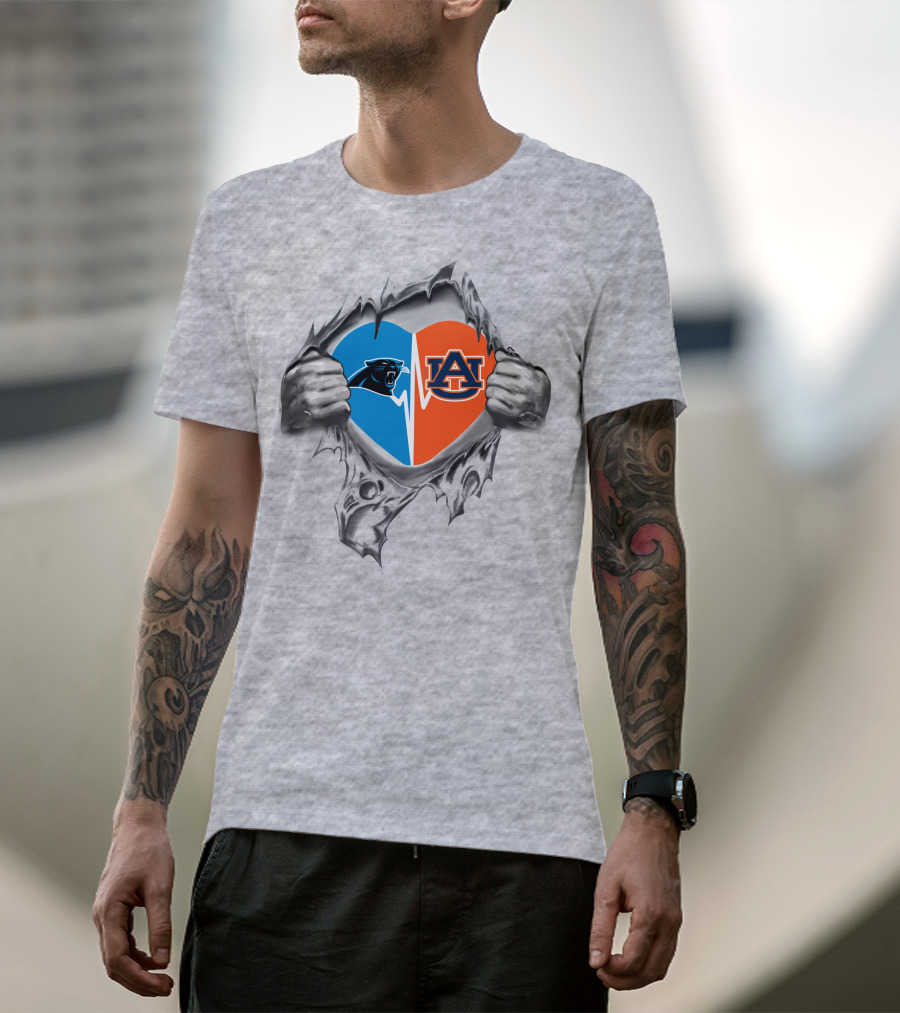 Panthers Auburn Heart Logo Dual Pride T-Shirt