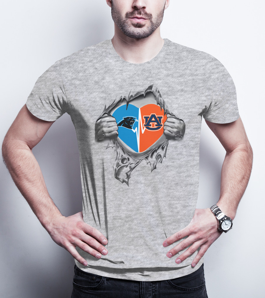 Panthers Auburn Heart Logo Dual Pride T-Shirt