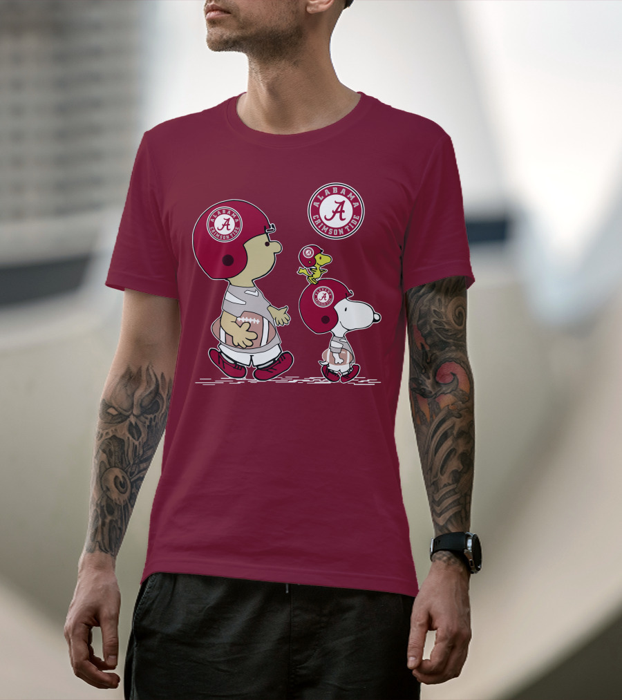 Alabama Crimson Tide Snoopy Peanuts Football Charlie Brown Woodstock T-Shirt