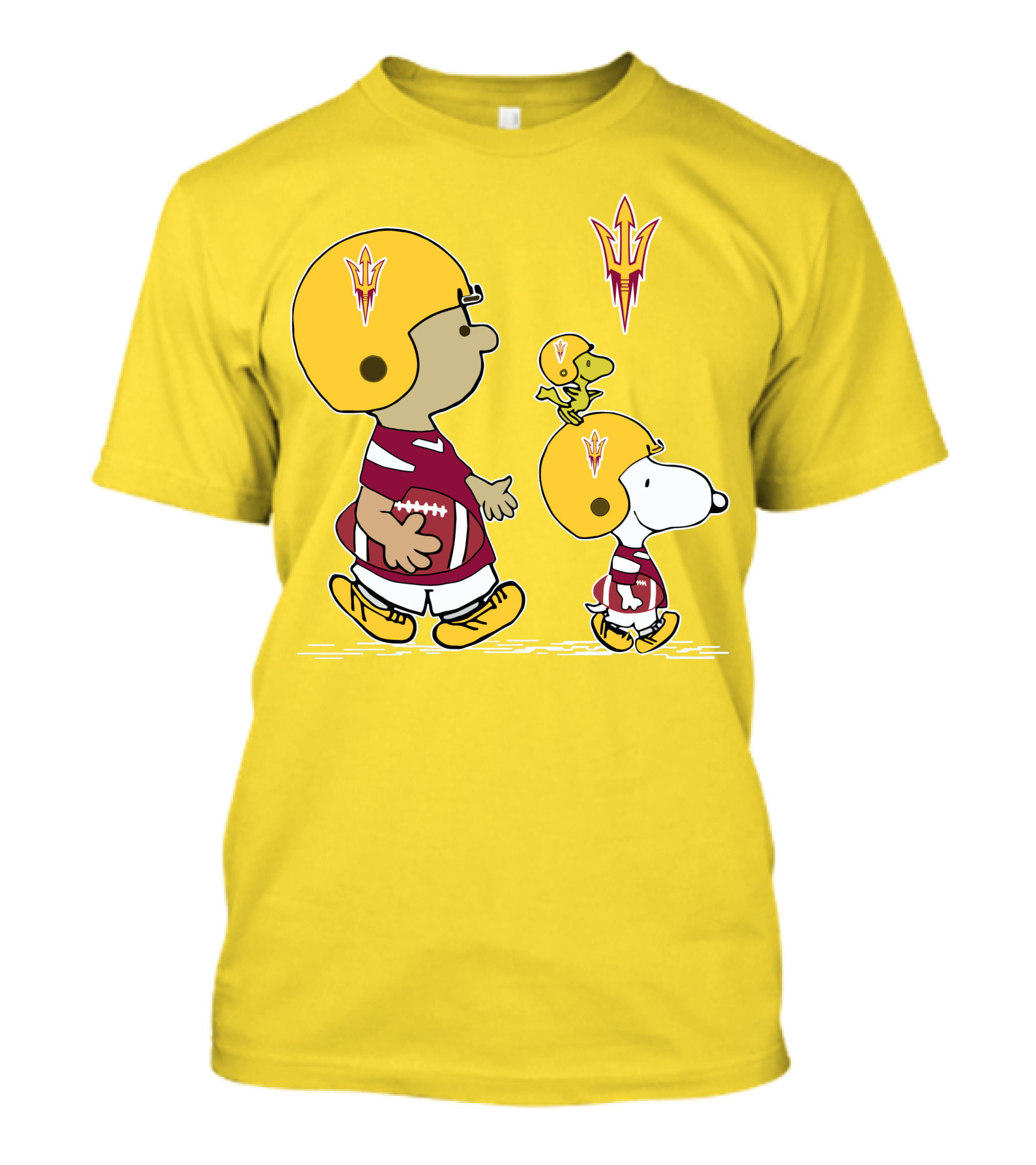 Arizona State Sun Devils Peanuts Football Players Charlie Brown Snoopy Woodstock T-Shirt