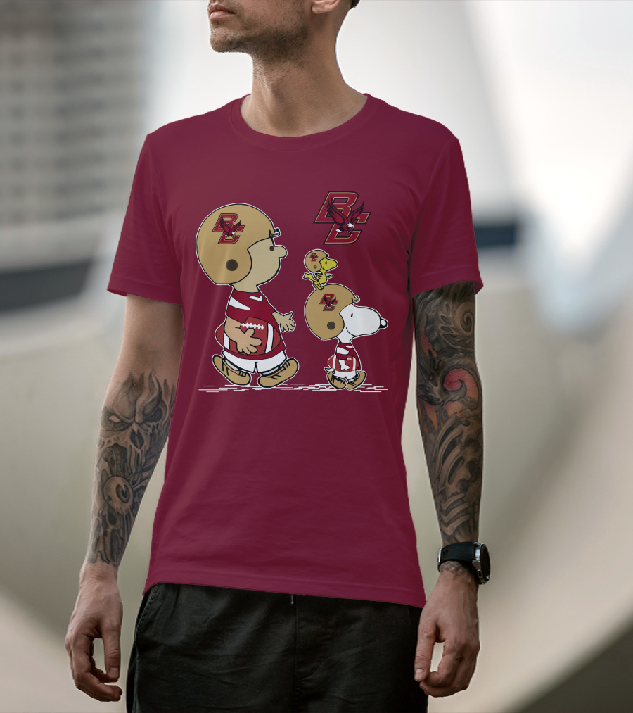 Boston College Eagles Snoopy Football BC T-Shirt