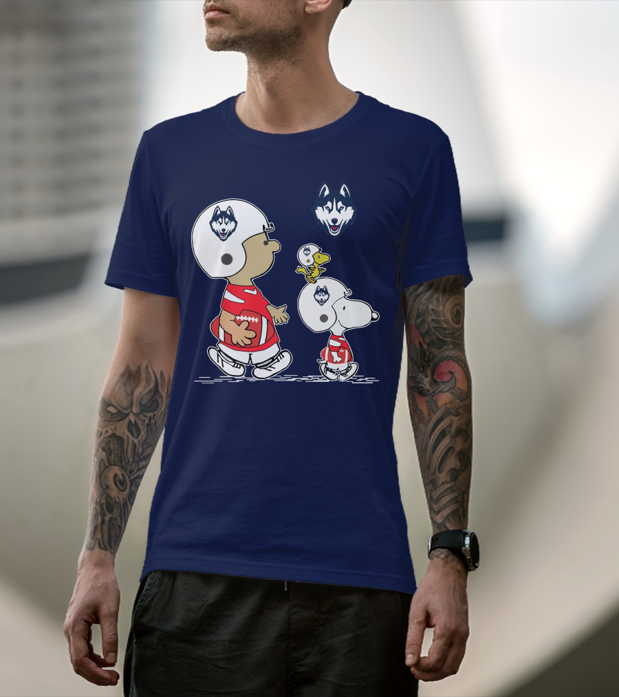 Connecticut Huskies Football Snoopy Woodstock Peanuts T-Shirt