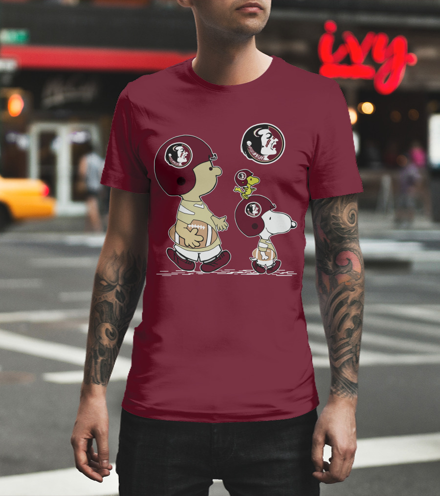 FSU Seminoles Snoopy And Woodstock Football Helmet T-Shirt