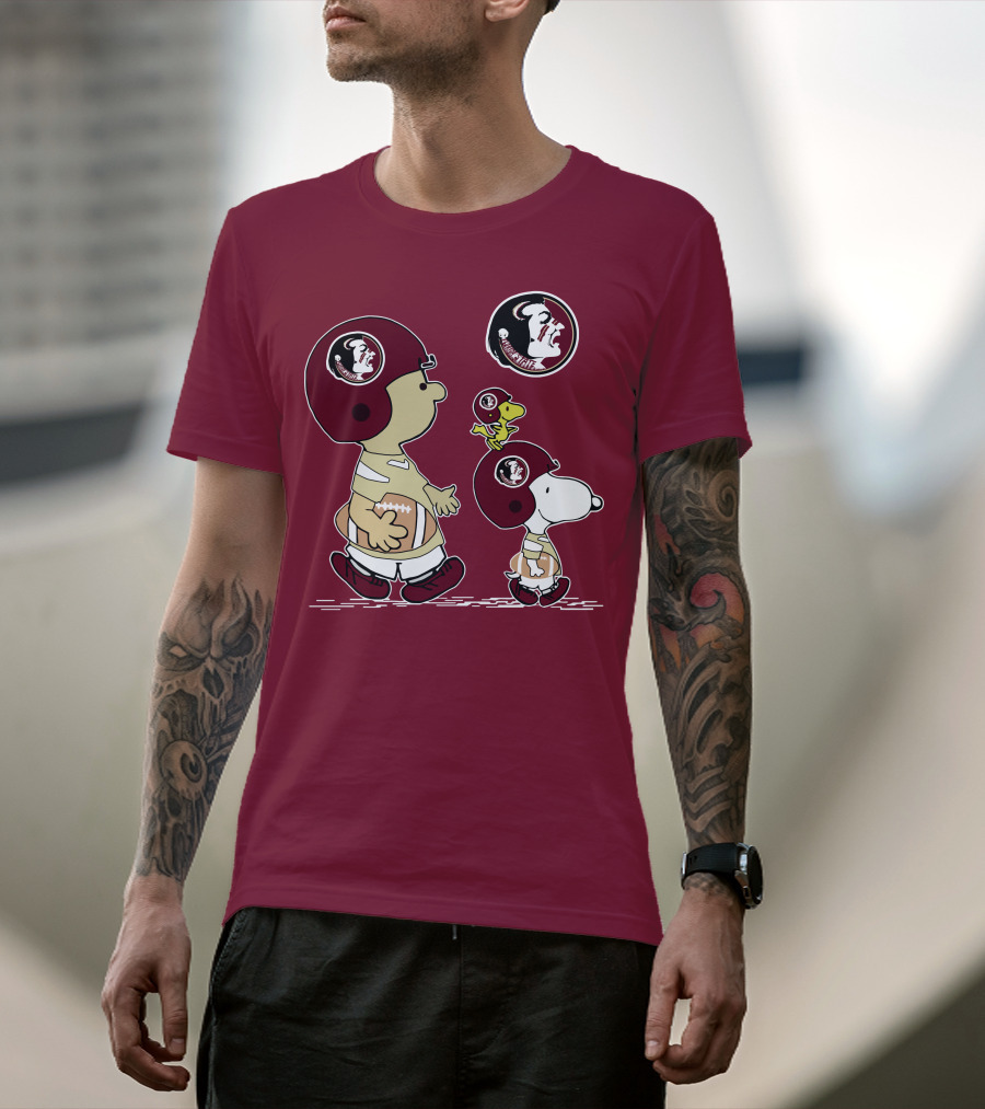 FSU Seminoles Snoopy And Woodstock Football Helmet T-Shirt