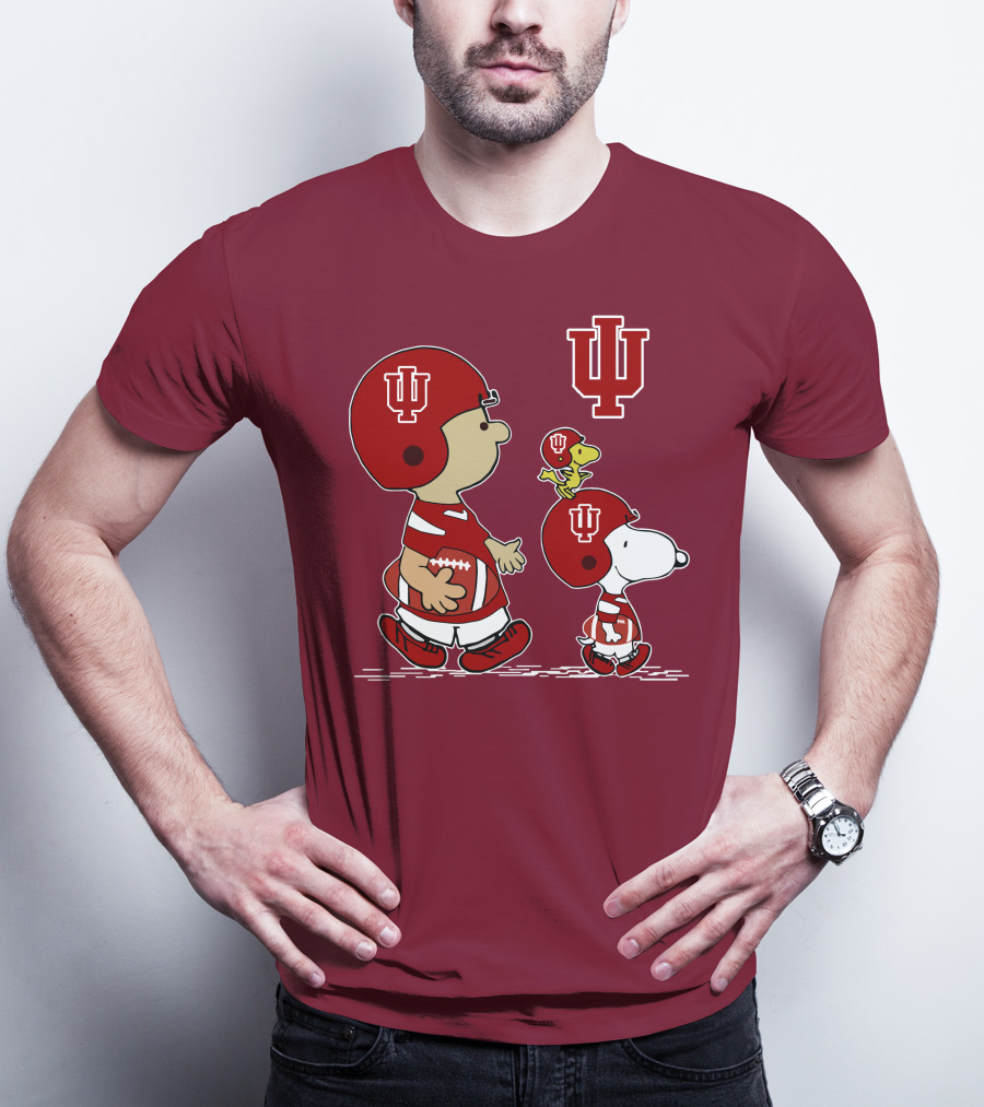 Indiana Hoosiers Snoopy And Woodstock Football Players T-Shirt