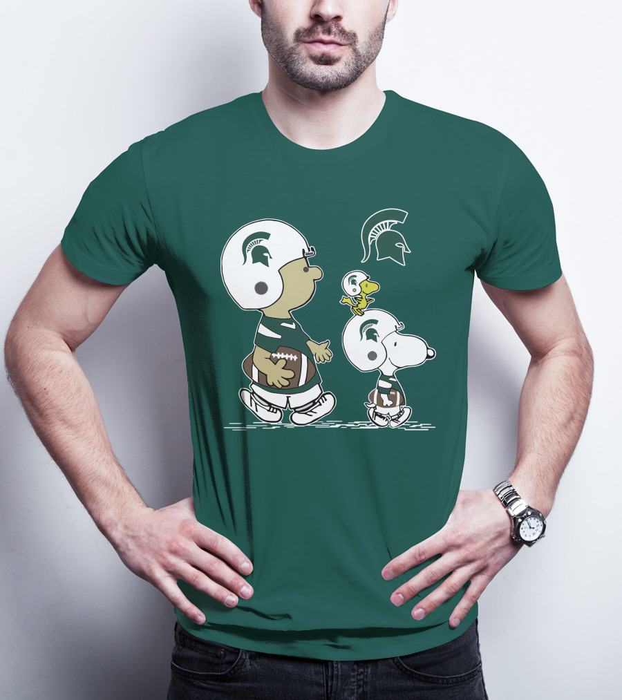 Michigan State Spartans Snoopy And Woodstock Football Gear T-Shirt