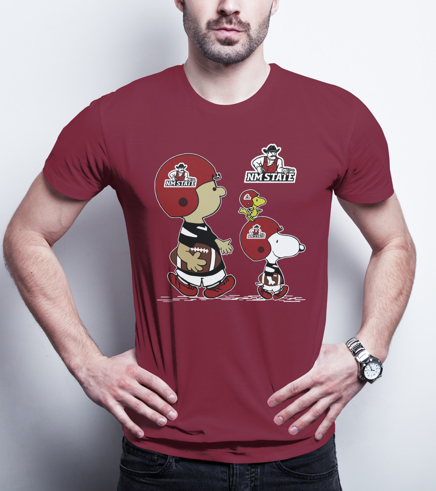NM State Snoopy Football Helmet Peanuts Characters T-Shirt