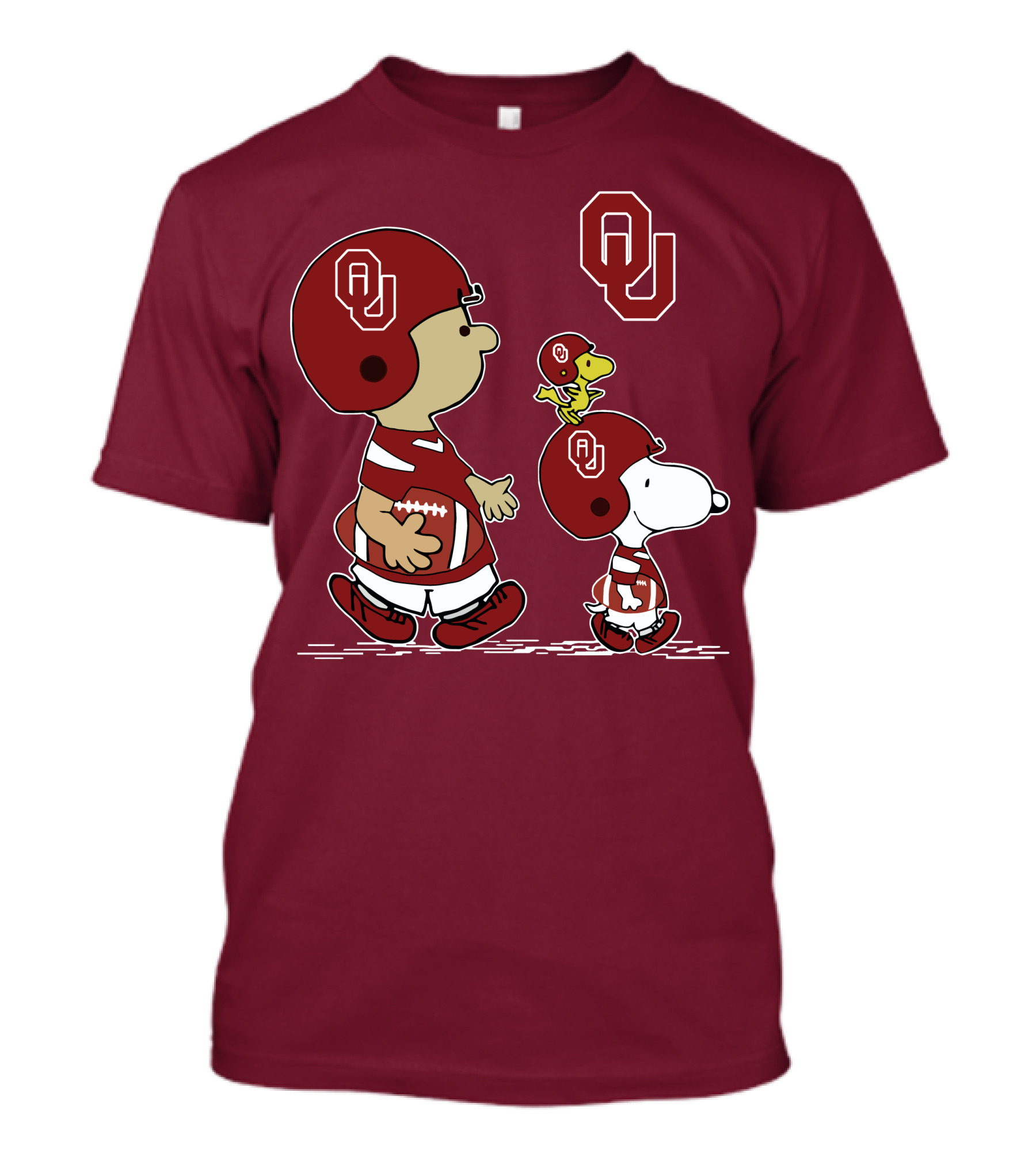Oklahoma Sooners Snoopy Woodstock Football Ou Team Spirit Peanuts Characters T-Shirt