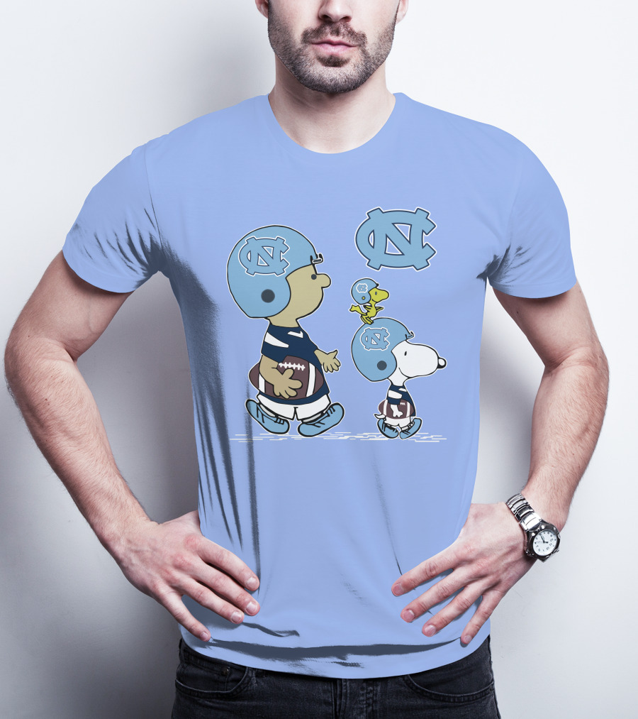 Tar Heels Peanuts Snoopy Woodstock Football UNC T-Shirt