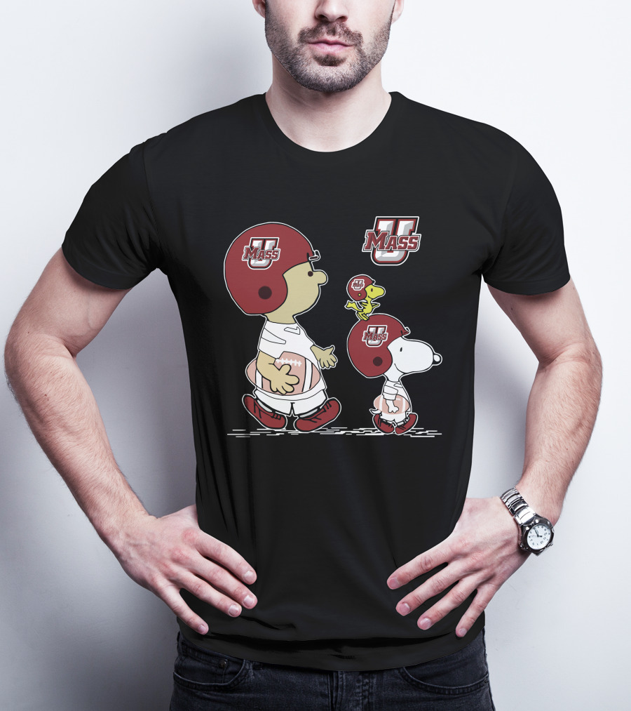 Umass Snoopy And Woodstock Peanuts Football Characters T-Shirt
