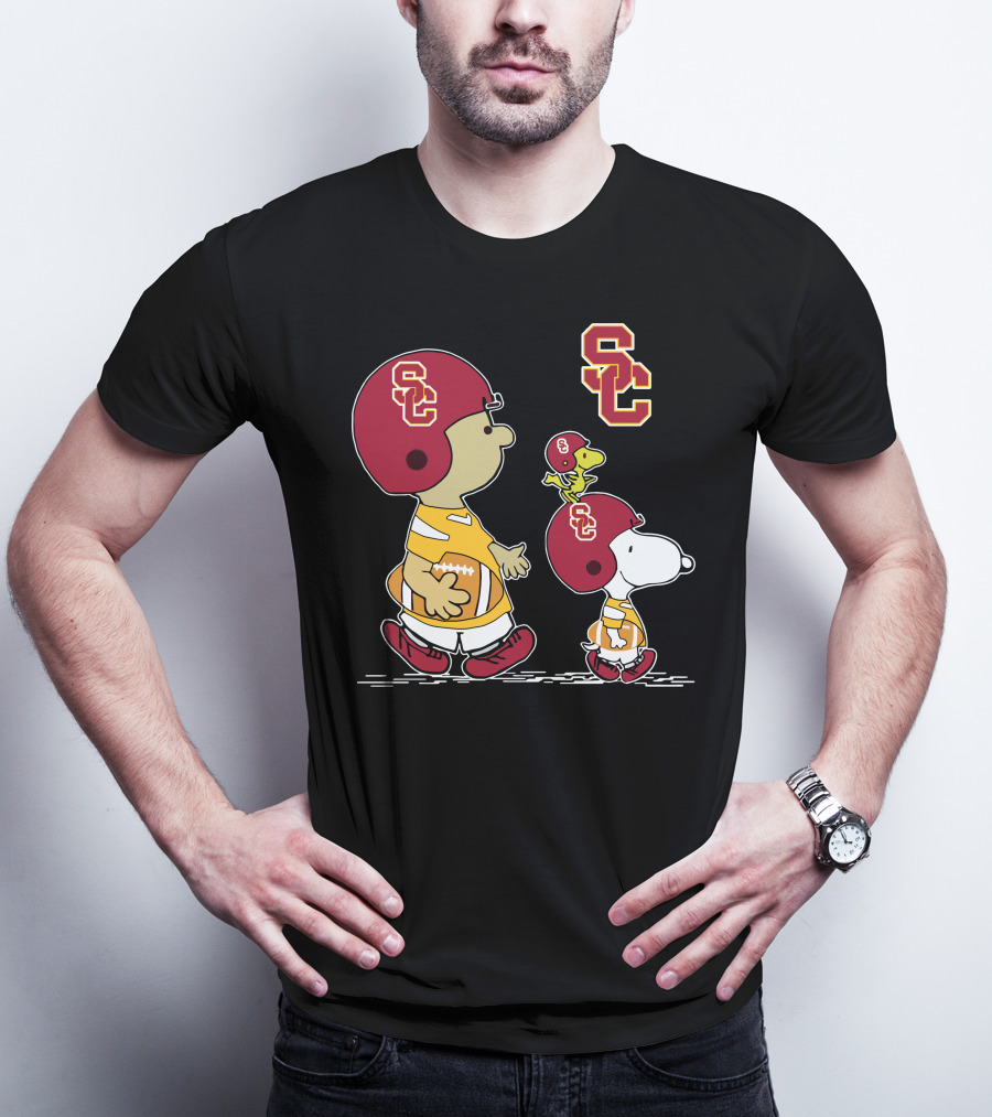 Usc Trojans Snoopy Football Woodstock Peanuts Characters T-Shirt