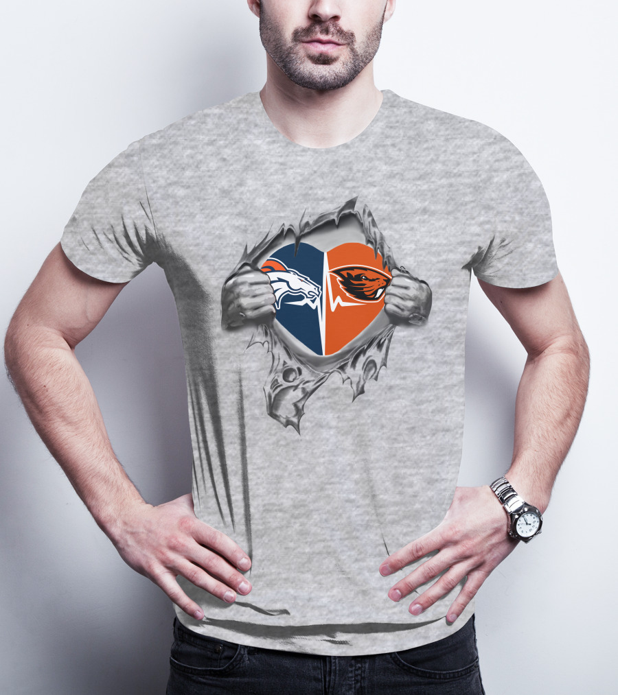 Broncos Beavers Heart Featuring Horse And Beaver T-Shirt
