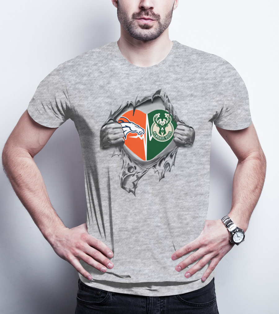 Broncos Bucks Heart Logo Reveal T-Shirt