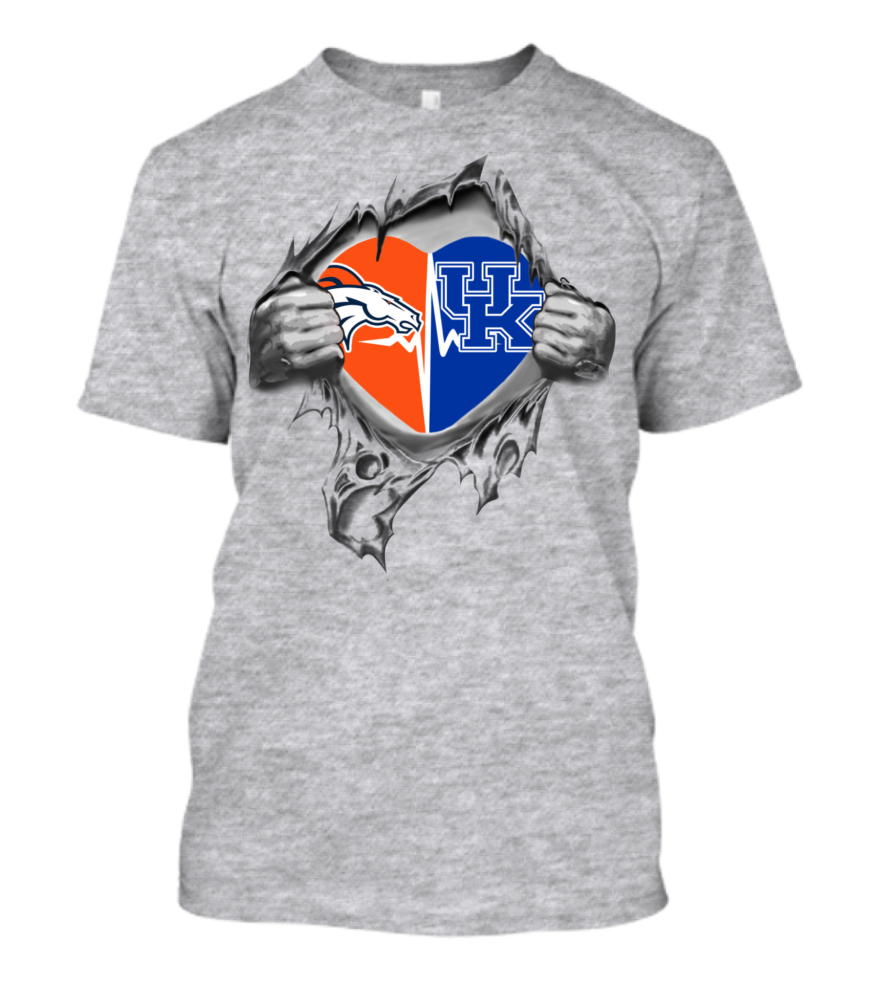 Broncos Kentucky Heart Logo Inside Torn Chest T-Shirt