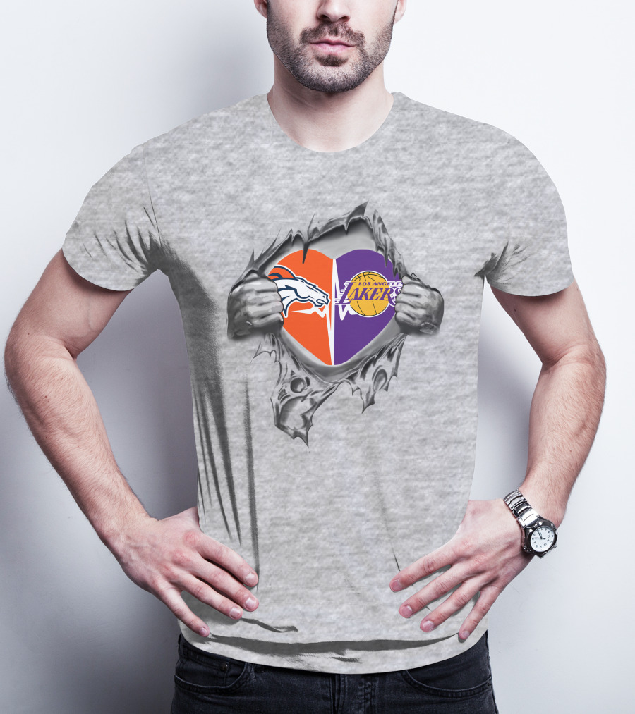 Broncos Lakers Heart Tearing T-Shirt