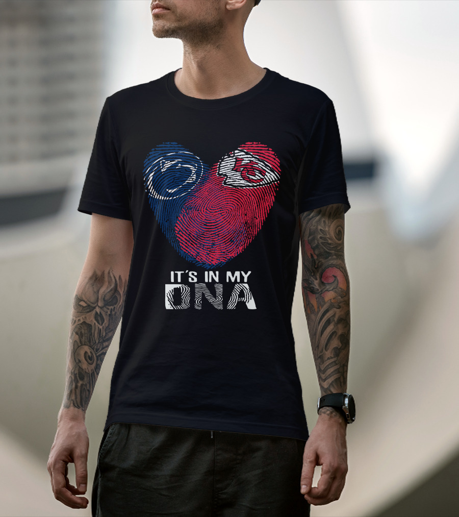Penn State Nittany Lions And Chiefs It's In My DNA Fingerprint Heart T-Shirt
