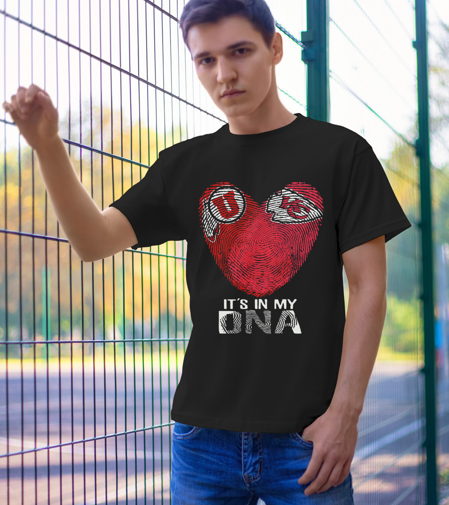 Utah Utes KC Chiefs It's In My DNA Fingerprint Heart T-Shirt