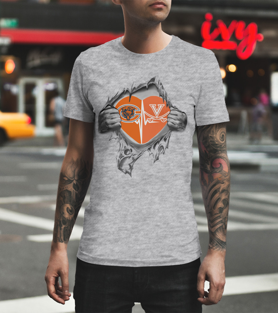 Bears Cavaliers Heartbeat Orange Heart T-Shirt