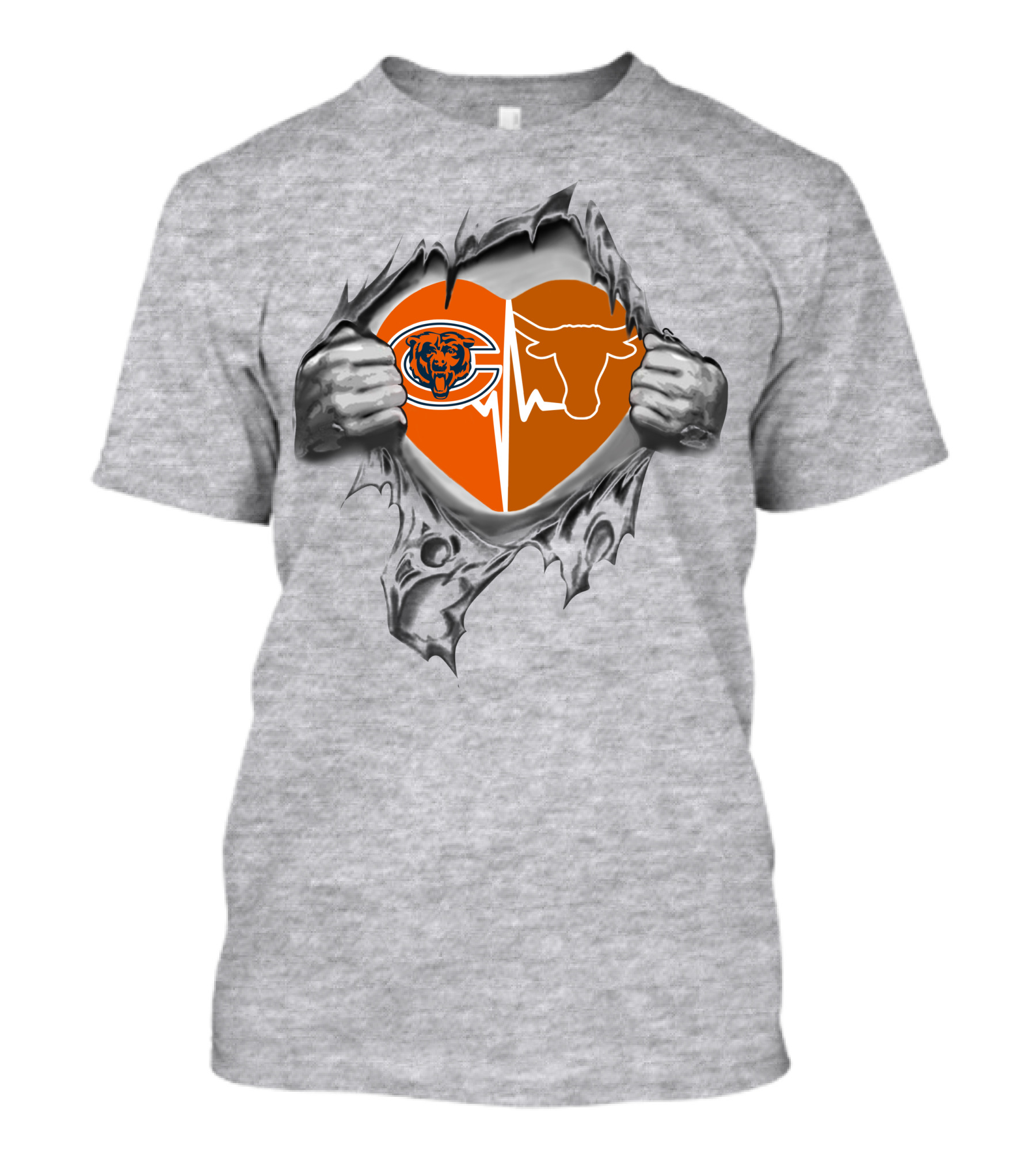 Bears Longhorn Heart Logo Inside Torn T-Shirt