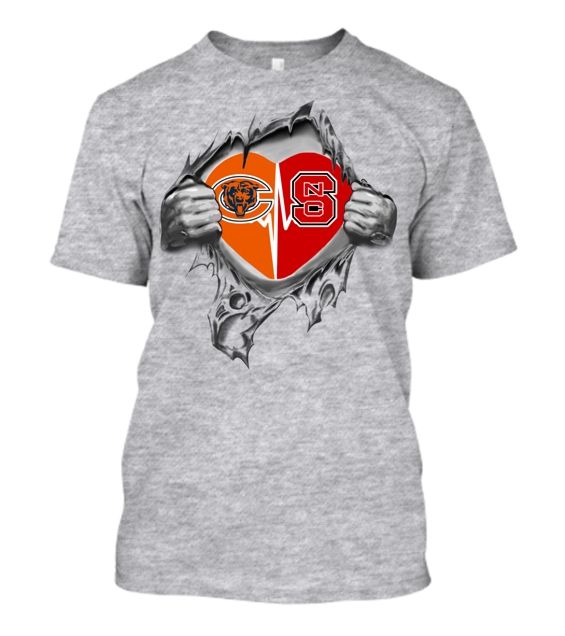 Chicago Bears NC State Heart T-Shirt