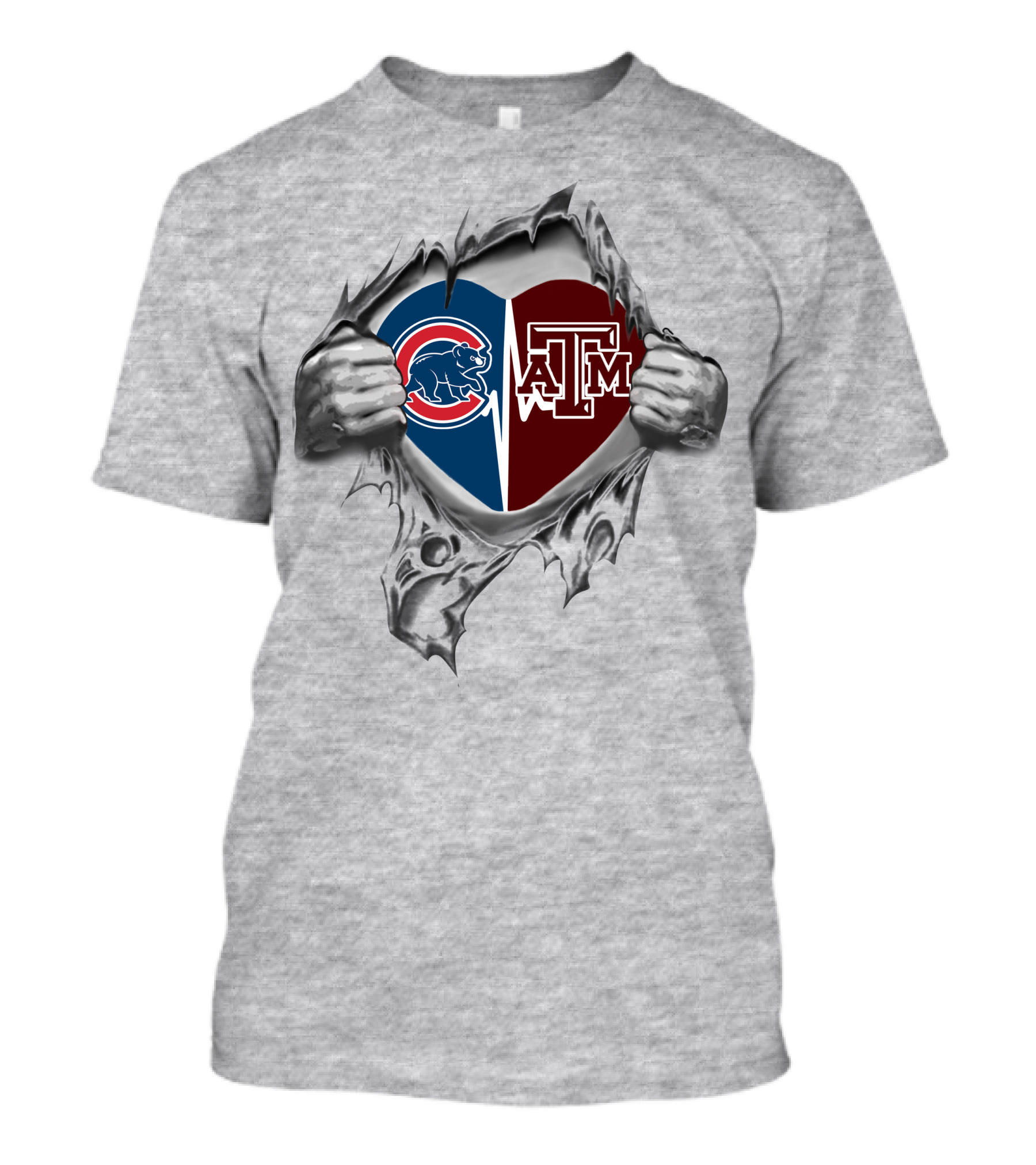 Chicago Cubs Texas A&M Aggies Heart T-Shirt