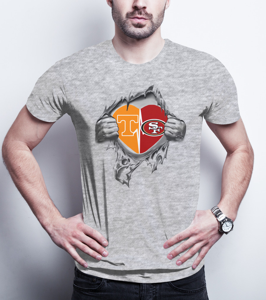 Tennessee Volunteers San Francisco 49ers Heart T-Shirt