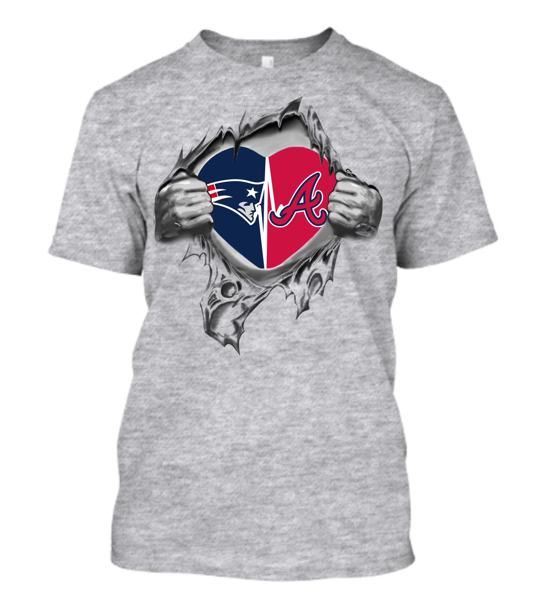 Patriots Braves It's In My Heart Football Baseball Fan Spirit T-Shirt