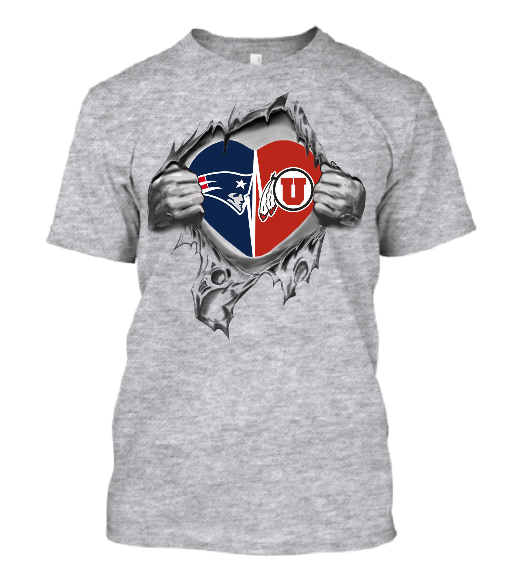 Patriots Utah Utes Heart Split Tear T-Shirt
