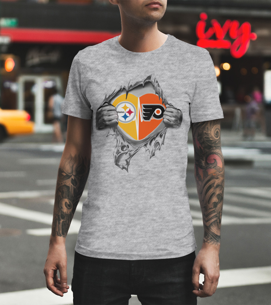Steelers Flyers Heart Logo Tear T-Shirt