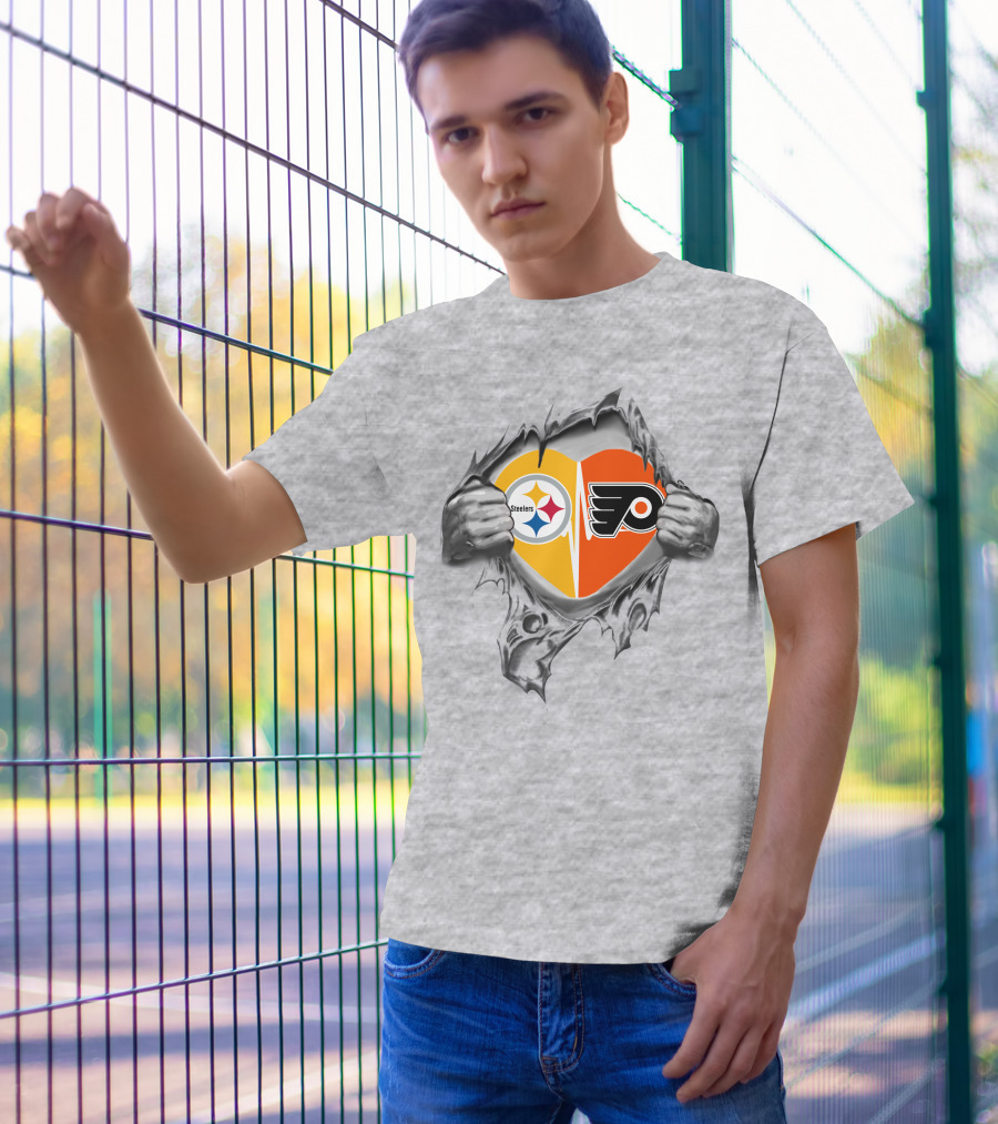 Steelers Flyers Heart Logo Tear T-Shirt
