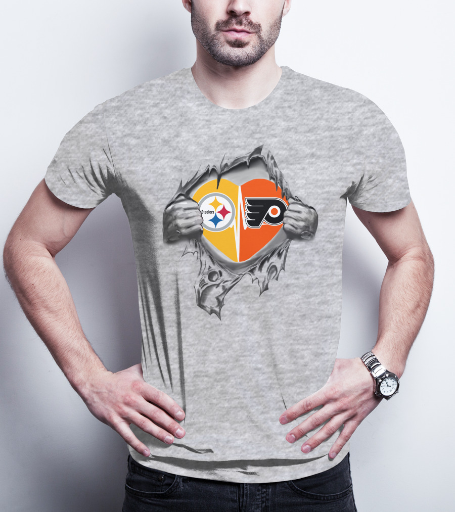 Steelers Flyers Heart Logo Tear T-Shirt