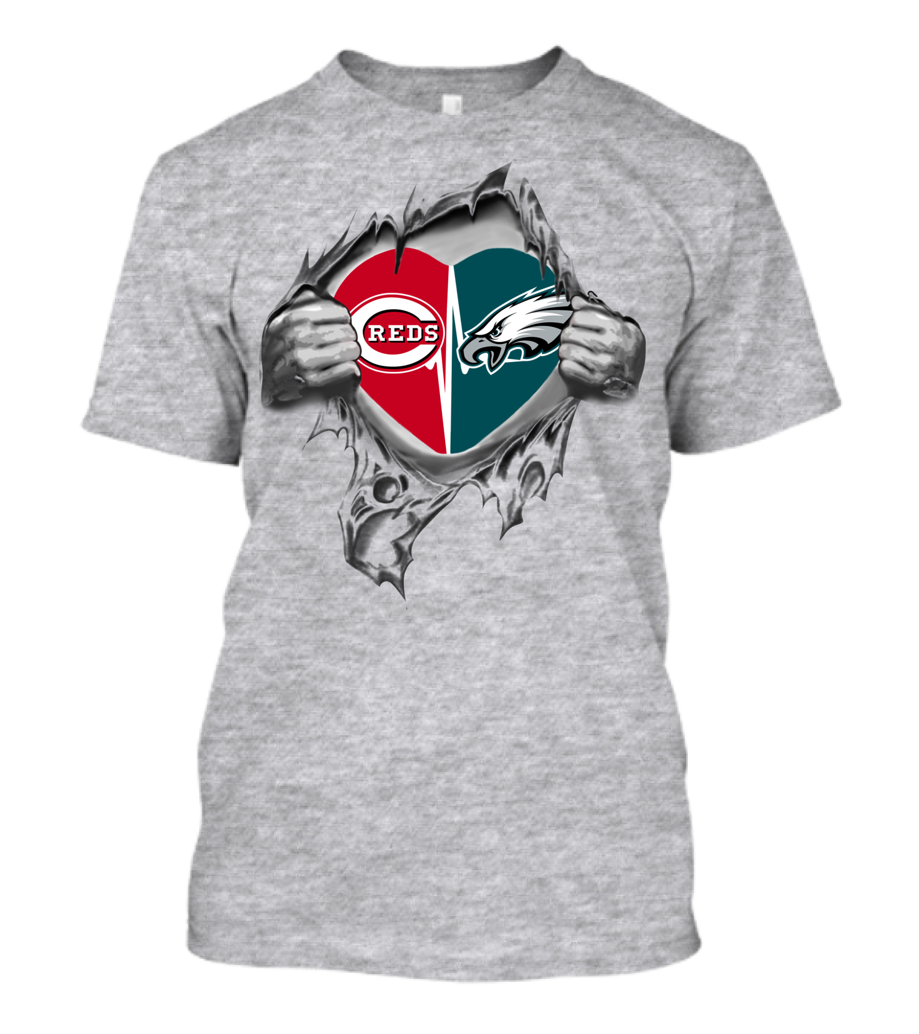 Reds And Eagles Heart Combination T-Shirt